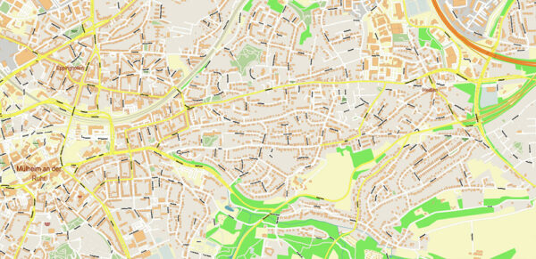Duisburg Germany Map Vector City Plan High Detailed Street Map editable ...