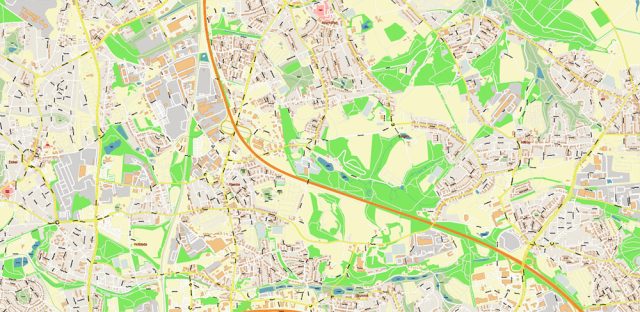 Essen + Bochum Germany Map Vector City Plan High Detailed Street Map ...