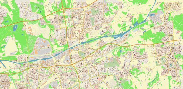 Essen + Bochum Germany Map Vector City Plan High Detailed Street Map ...
