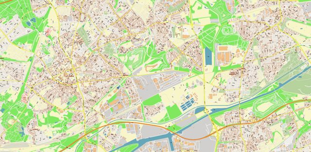 Essen + Bochum Germany PDF Vector Map: City Plan High Detailed Street ...