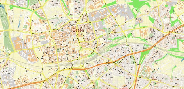 Essen + Bochum Germany Map Vector City Plan High Detailed Street Map ...