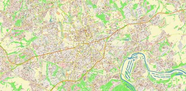 Essen + Bochum Germany Map Vector City Plan High Detailed Street Map ...
