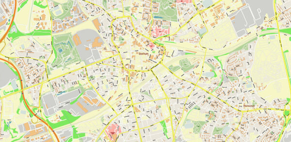 Essen + Bochum Germany Map Vector City Plan High Detailed Street Map ...