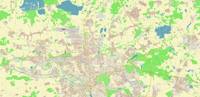 Hannover Germany Map Vector City Plan High Detailed Street Map editable ...