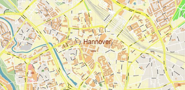 Hannover Germany PDF Vector Map: City Plan High Detailed Street Map ...
