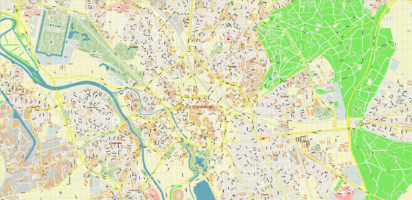 Hannover Germany Map Vector City Plan High Detailed Street Map editable ...