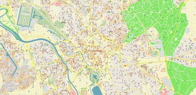 Hannover Germany Map Vector City Plan High Detailed Street Map editable ...