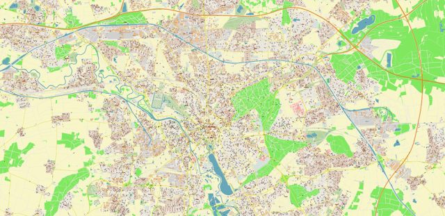 Hannover Germany Map Vector City Plan High Detailed Street Map editable ...