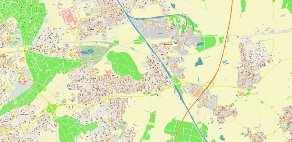 Hannover Germany Map Vector City Plan High Detailed Street Map editable ...
