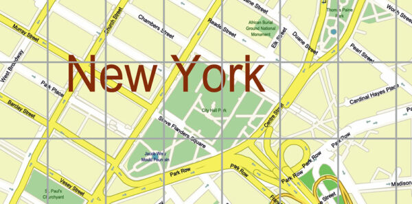 New York City: Manhattan + Long Island NY US PDF Vector Map: City Plan ...