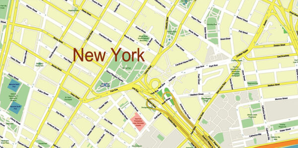 New York City: Manhattan + Long Island NY US PDF Vector Map: City Plan ...