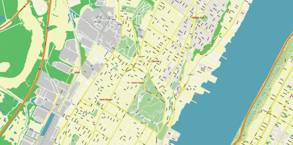 New York City: Manhattan + Long Island NY US PDF Vector Map: City Plan ...
