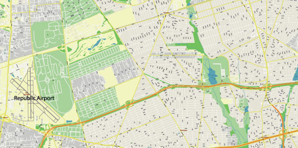 New York City: Manhattan + Long Island NY US PDF Vector Map: City Plan ...