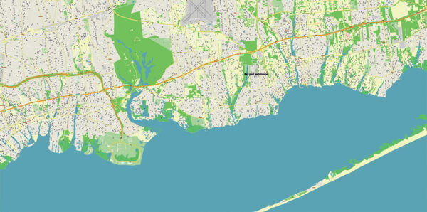 New York City: Manhattan + Long Island NY US PDF Vector Map: City Plan ...