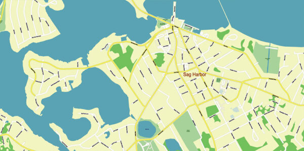 _New York City: Manhattan + Long Island NY US Map Vector City Plan High ...