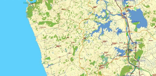 _New Zealand complete country Map Vector Extra High Detailed Street ...