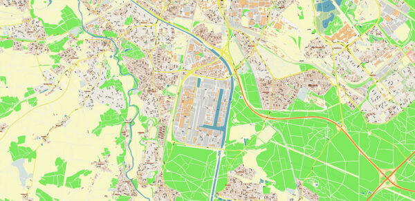 Nuremberg / Nürnberg Germany Map Vector City Plan High Detailed Street ...