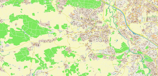 Nuremberg / Nürnberg Germany Map Vector City Plan High Detailed Street ...