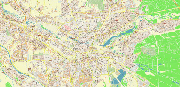 Nuremberg / Nürnberg Germany Map Vector City Plan High Detailed Street ...