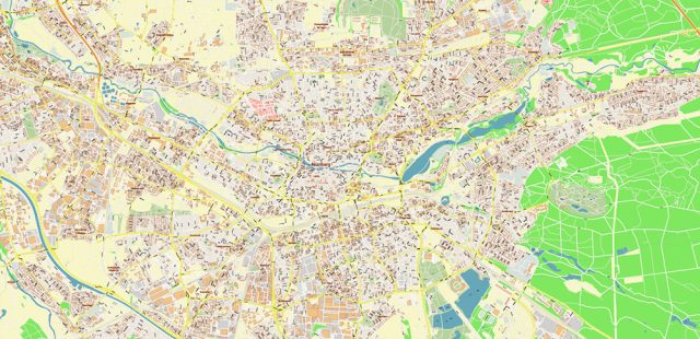 Nuremberg / Nürnberg Germany Map Vector City Plan High Detailed Street ...