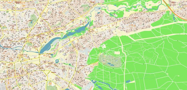 Nuremberg / Nürnberg Germany Map Vector City Plan High Detailed Street ...