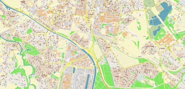 Nuremberg / Nürnberg Germany Map Vector City Plan High Detailed Street ...