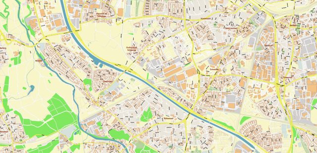 Nuremberg / Nürnberg Germany Map Vector City Plan High Detailed Street ...