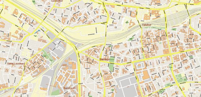 Nuremberg / Nürnberg Germany Map Vector City Plan High Detailed Street ...
