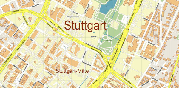 Stuttgart Germany Map Vector City Plan High Detailed Street Map ...