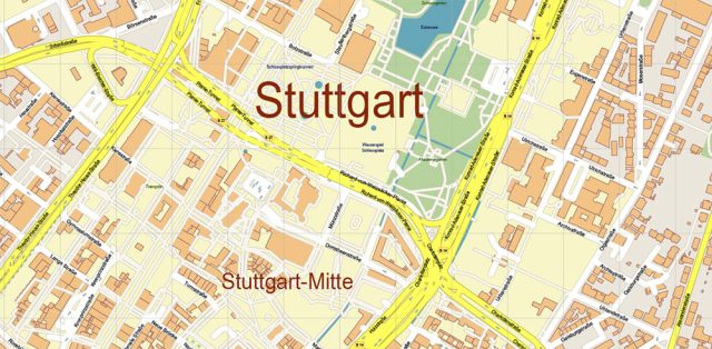 Stuttgart Germany Map Vector City Plan High Detailed Street Map ...