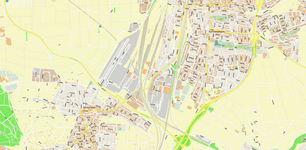 Stuttgart Germany Map Vector City Plan High Detailed Street Map ...