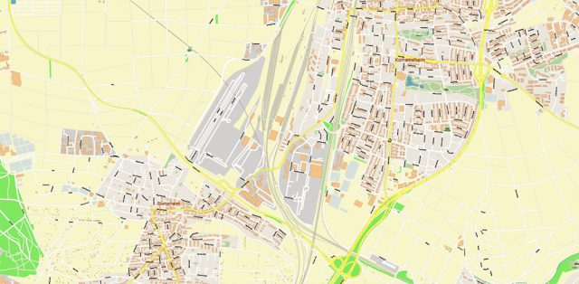 Stuttgart Germany PDF Vector Map: City Plan High Detailed Street Map ...