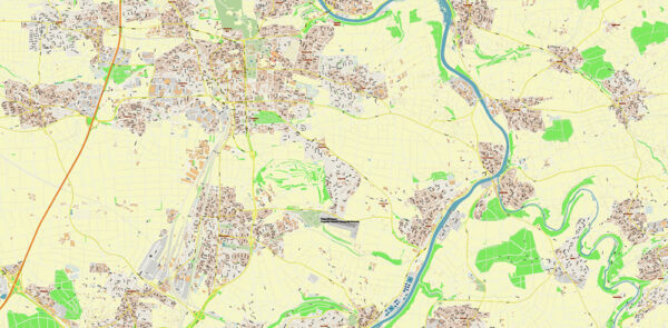 Stuttgart Germany PDF Vector Map: City Plan High Detailed Street Map ...