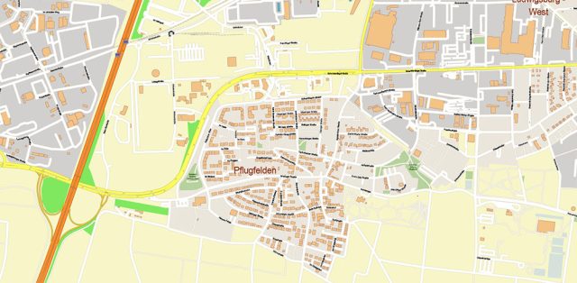 Stuttgart Germany Map Vector City Plan High Detailed Street Map ...