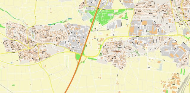 Stuttgart Germany Map Vector City Plan High Detailed Street Map ...