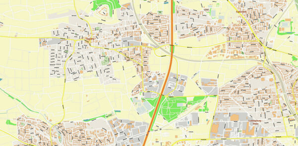 Stuttgart Germany PDF Vector Map: City Plan High Detailed Street Map ...