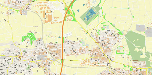 Stuttgart Germany Map Vector City Plan High Detailed Street Map ...