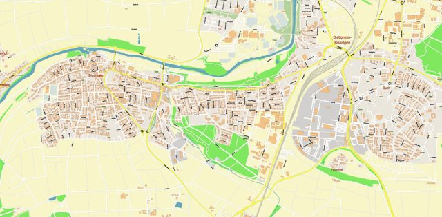 Stuttgart Germany PDF Vector Map: City Plan High Detailed Street Map ...