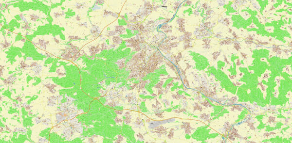 Stuttgart Germany Map Vector City Plan High Detailed Street Map ...