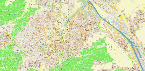Stuttgart Germany Map Vector City Plan High Detailed Street Map ...