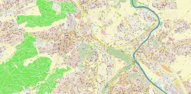 Stuttgart Germany Map Vector City Plan High Detailed Street Map ...