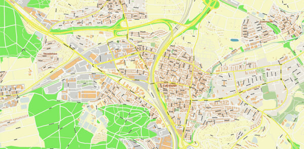 Stuttgart Germany Map Vector City Plan High Detailed Street Map ...