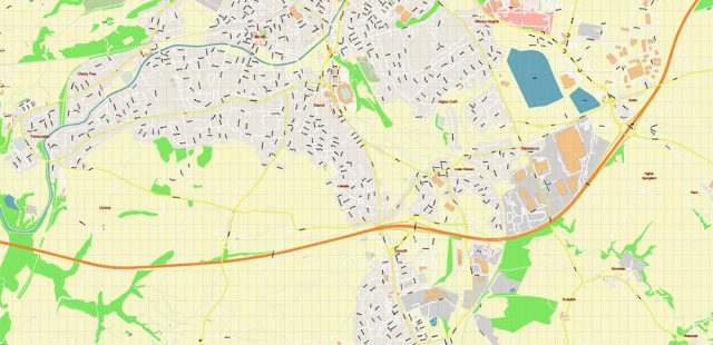 Blackburn UK PDF Vector Map: City Plan High Detailed Street Map ...
