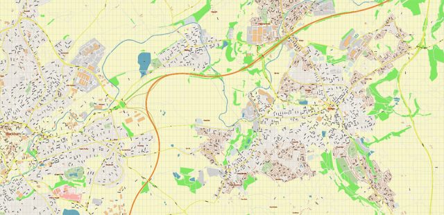 Blackburn UK PDF Vector Map: City Plan High Detailed Street Map ...