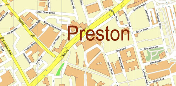 Blackpool + Preston + Garstang UK Map Vector City Plan High Detailed ...