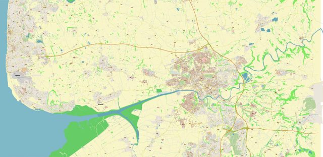 Blackpool + Preston + Garstang UK Map Vector City Plan High Detailed ...