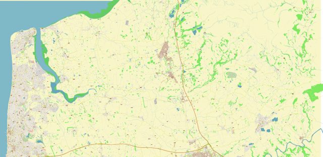 Blackpool + Preston + Garstang UK Map Vector City Plan High Detailed ...