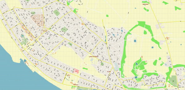 Blackpool + Preston + Garstang UK PDF Vector Map: City Plan High ...