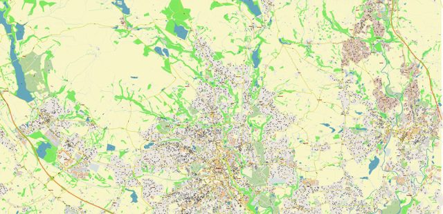 Bolton UK PDF Vector Map: City Plan High Detailed Street Map editable ...