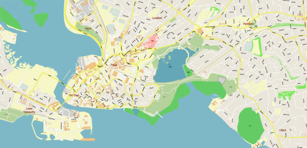 Bournemouth UK Map Vector City Plan High Detailed Street Map editable ...